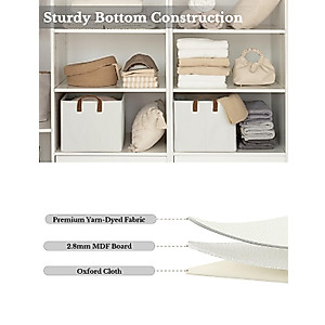 StorageWorks 45L Extra Large Fabric Storage Bins with PU Handles, Storage Baskets for Organizing, Large Laundry Basket, 2-Pack, Beige, 19" L X 13.25" W X 11" H