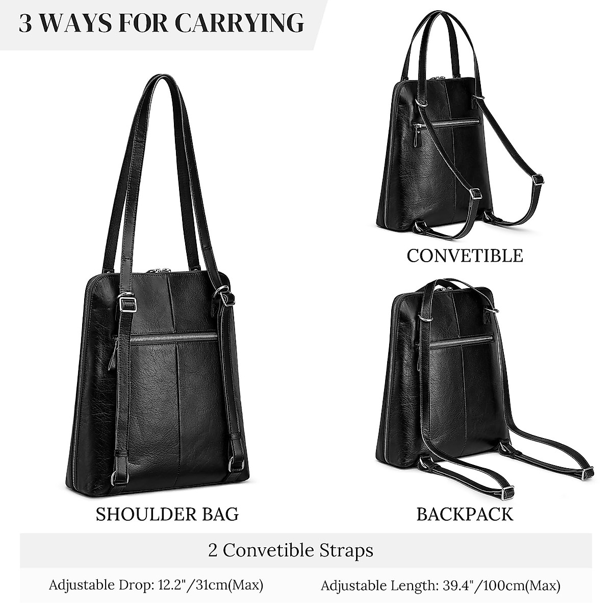 S-ZONE Women Leather Backpack Purse Casual Convertible Shoulder Bags Fashion Rucksack Daypack