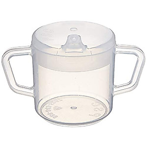 Sammons Preston Independence Two-Handled Cup, For Hot or Cold Beverages, Translucent Polypropylene with Two Lids, BPA Free Mug, 8 Ounces