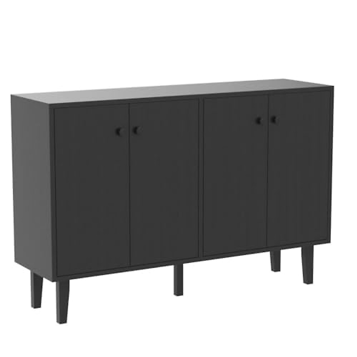 Panana Sideboard Buffet Cabinet Kitchen Storage Cabinet Living Room 4 Doors Console Table (Black)