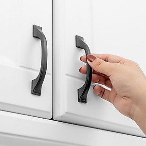 KOOFIZO Square Foot Craftsman Cabinet Bow Pull - Black Furniture Handle, 3 Inch/76mm Screw Spacing, 10-Pack for Kitchen Cupboard Door, Bedroom Dresser Drawer, Bathroom Wardrobe Hardware