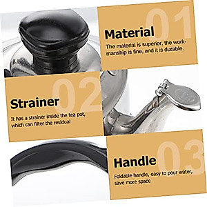 SHOWERORO 1pc Stainless Steel Kettle Stove Top Kettles Coffee Espresso Maker Large Capacity Kettle Tea Maker Strainer Teapot Small Tea Kettle Water Boiling Container Silver