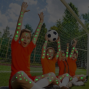 30 Sheets Soccer Ball Glow Temporary Tattoos Stickers for kids, Glow in The Dark Football Tattoo Stickers, Soccer Theme Luminous Temporary Stickers for Kids