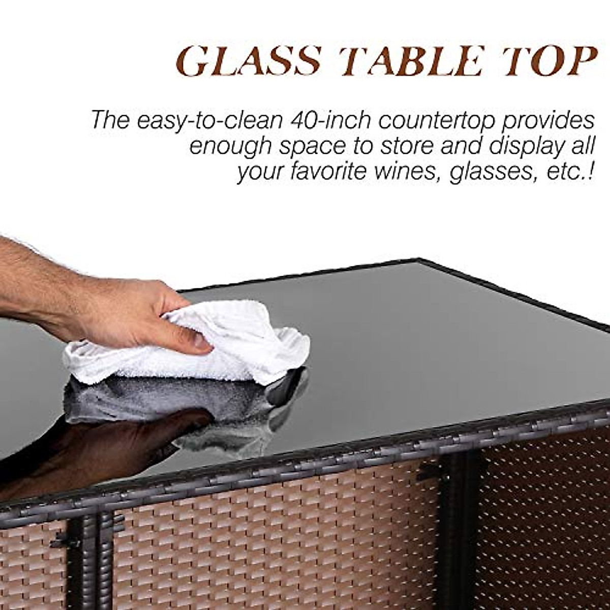 SOLAURA 3-Piece Outdoor Patio Bar Set Black Brown Wicker Bar Table Set Patio Furniture Set Outdoor Bar and Two Stools with Cushions for Backyards, Lawn, Garden, Deck, or Poolside