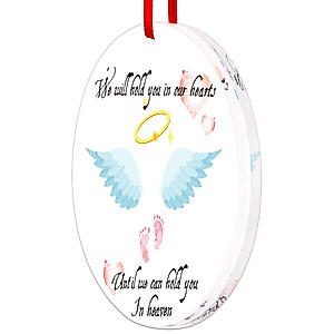 FaCraft Baby Christmas in Heaven Ornament - 3" Angel Memorial Christmas Ornaments - Footprint Hold You in Our Hearts Loss of Baby Sympathy & Memorial Gifts