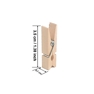 COOLAKE Clothes Pins Wooden 1.38 Inch 100 Pack Mini Photo Paper Peg Pin Clips with Jute Twine 100 Feet for Pictures Strings Clothes Pins Art Craft Photo Hanging