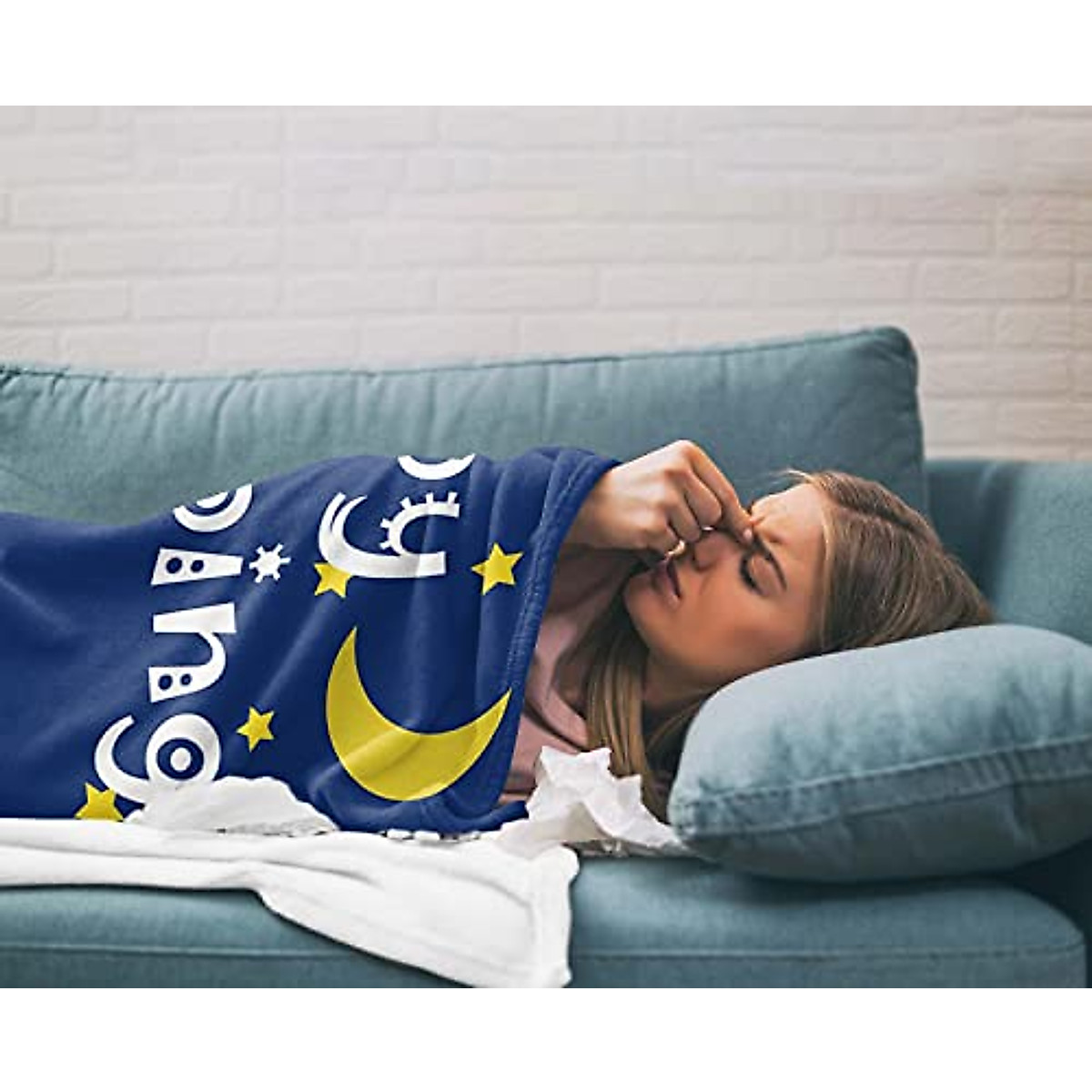 SUN-Shine Super Soft Lightweight Throw Blankets Cozy Warm Microfiber Blanket for Bed Couch Chair Camping Travel All Seasons Daily Use Living Room Bedroom,Happy Camper Night Camping Sky Moon and Stars