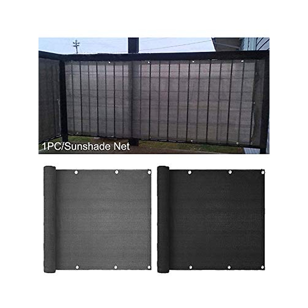 RESOYE 16ft x 3ft 90% Heavy Duty Shade Cloth, Mesh Sun Block Fabric with Grommets, Balcony Privacy Screen Cover Fence Privacy Screen for Wind Outdoor Apartment Railings