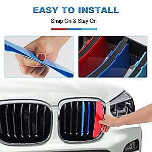MACARLON Stripe Grille Insert Trims Compatible with 2018-2021 BMW G01 X3 & G02 X4 Standard Kidney Grille