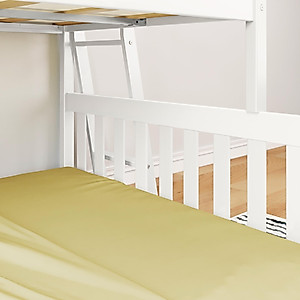 Max & Lily Twin Over Full Low Bunk with Angled Ladder on End, White