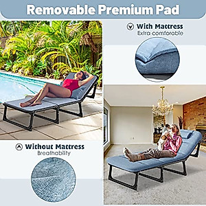 Slsy Folding Bed with Mattress, Cot Size Foldable Guest Beds, Hideaway Cot for Adults, Portable Fold up Bed with Adjustable Positions for Home, Office, Indoor, Outdoor