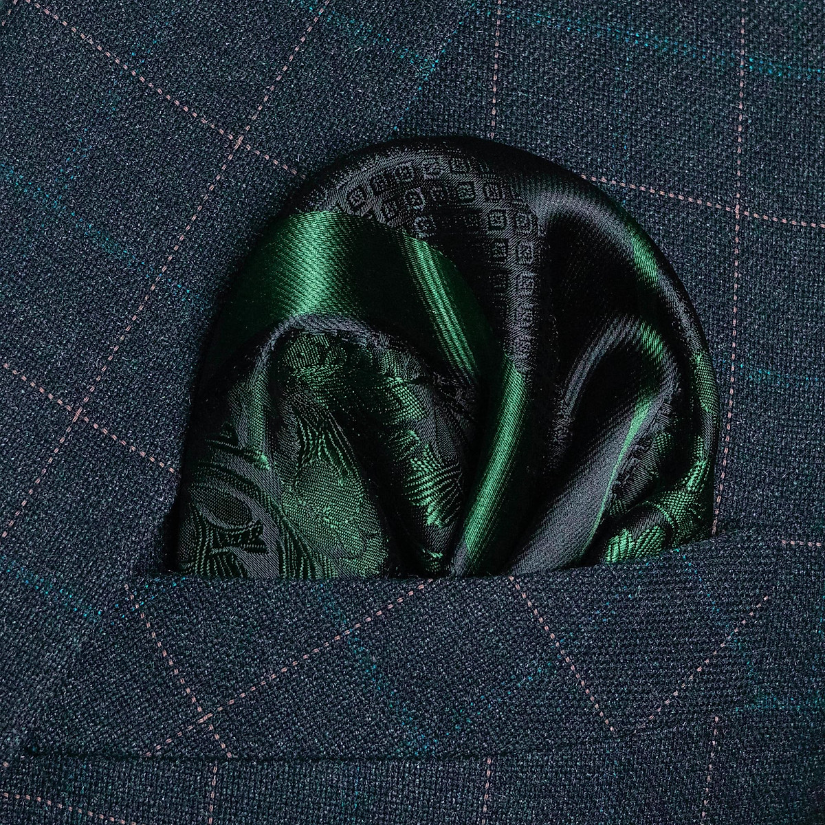 JEMYGINS Dark Green Floral Tie, Silk Necktie and Pocket Square Hankerchef Tie Clip Sets for Men(3)