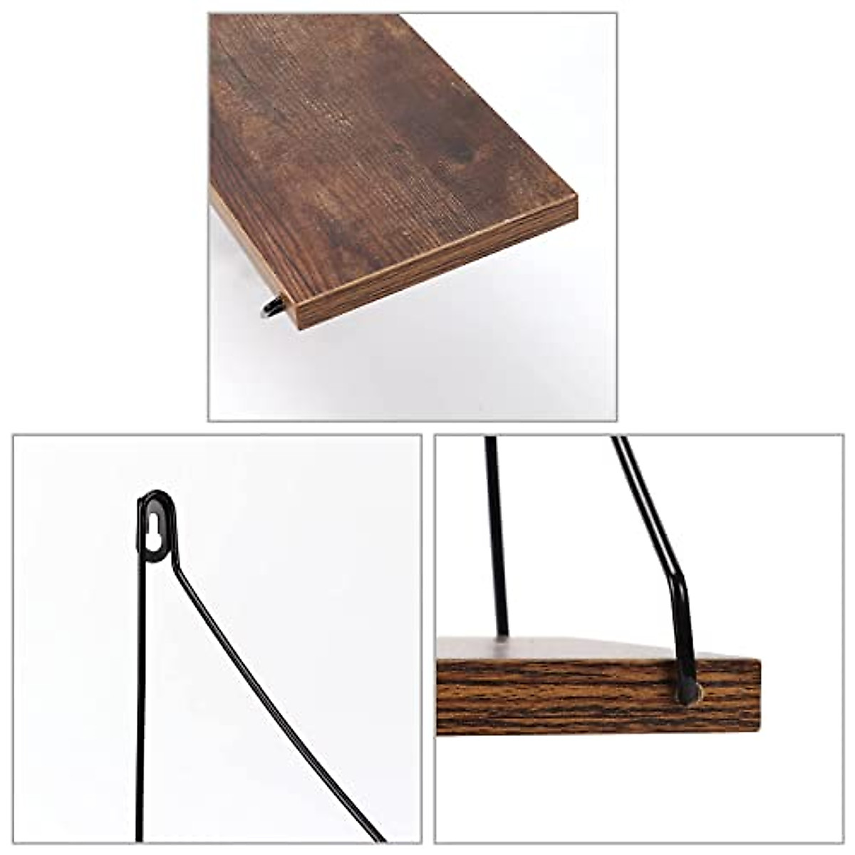 Shelves for Wall Storage, Wall Mounted Shelf for Bedroom Living Room Bathroom Kitchen, Brown (Set of 2)