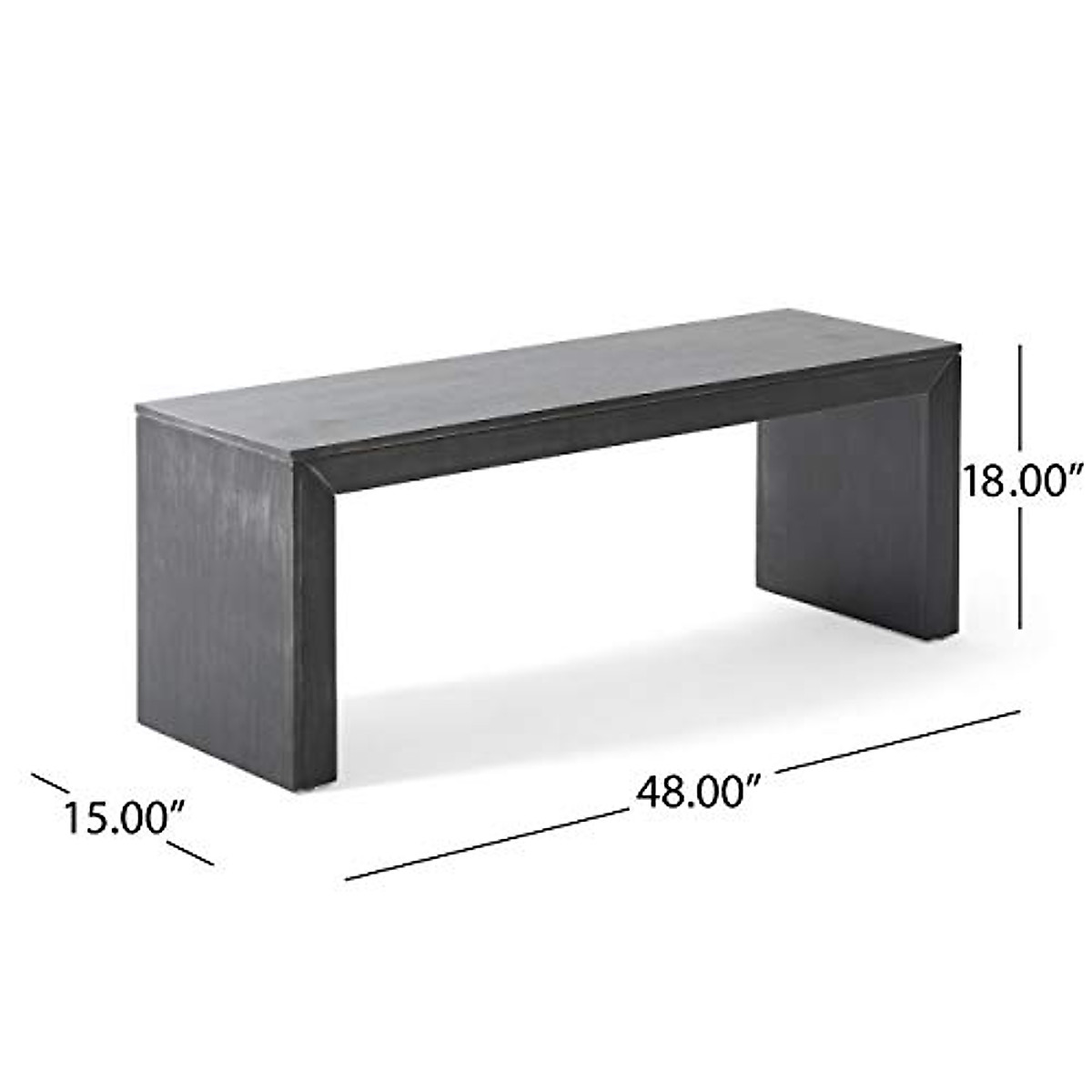 GDF Studio Farmhouse Acacia Wood Dining Bench, Black