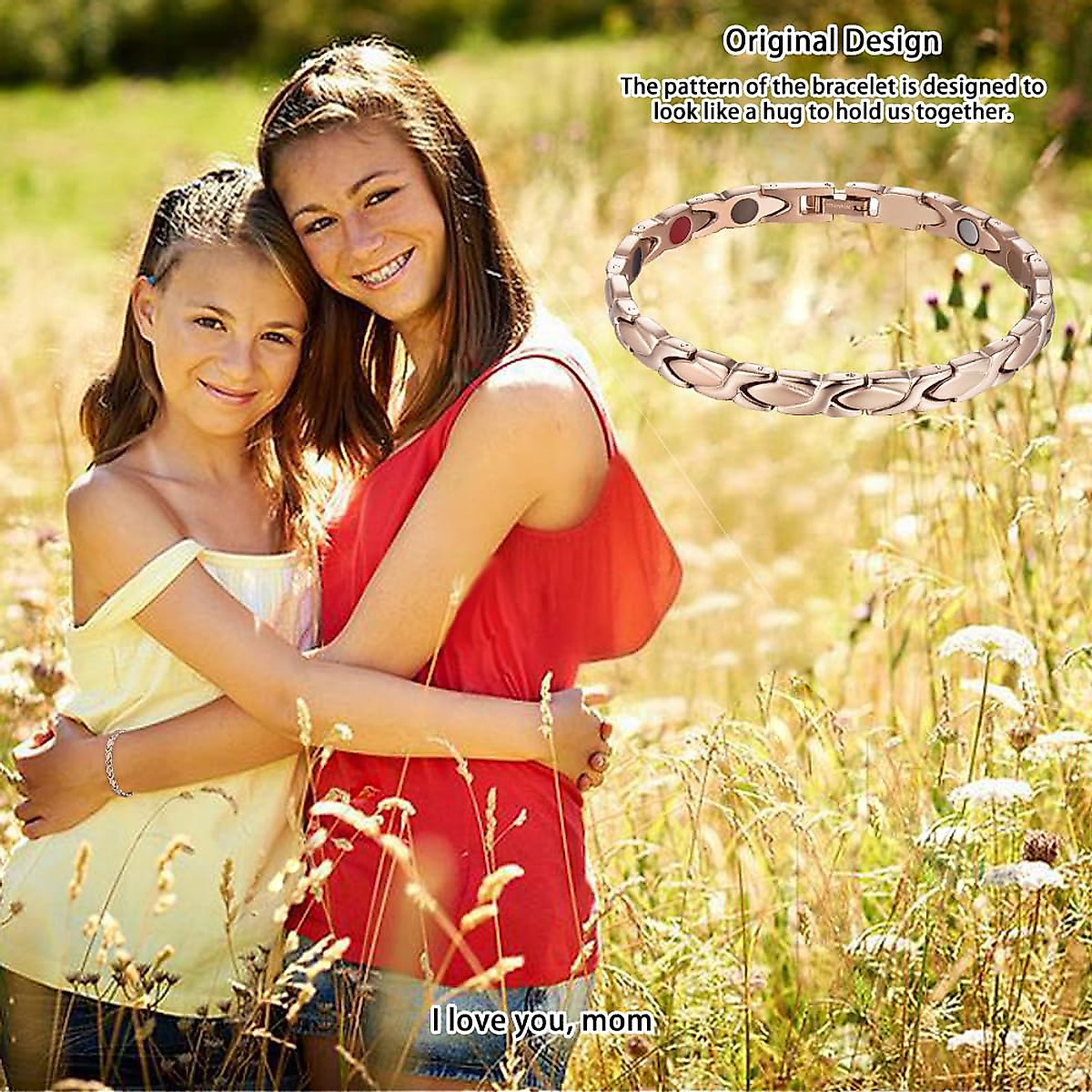 38 Elegant Titanium Magnetic Lymph Detox Bracelet for Women Germanium and Magnetic Functions with Free Link Removal Tool Christmas Gifts Mothers Day Gifts for Mon(Rose Gold)