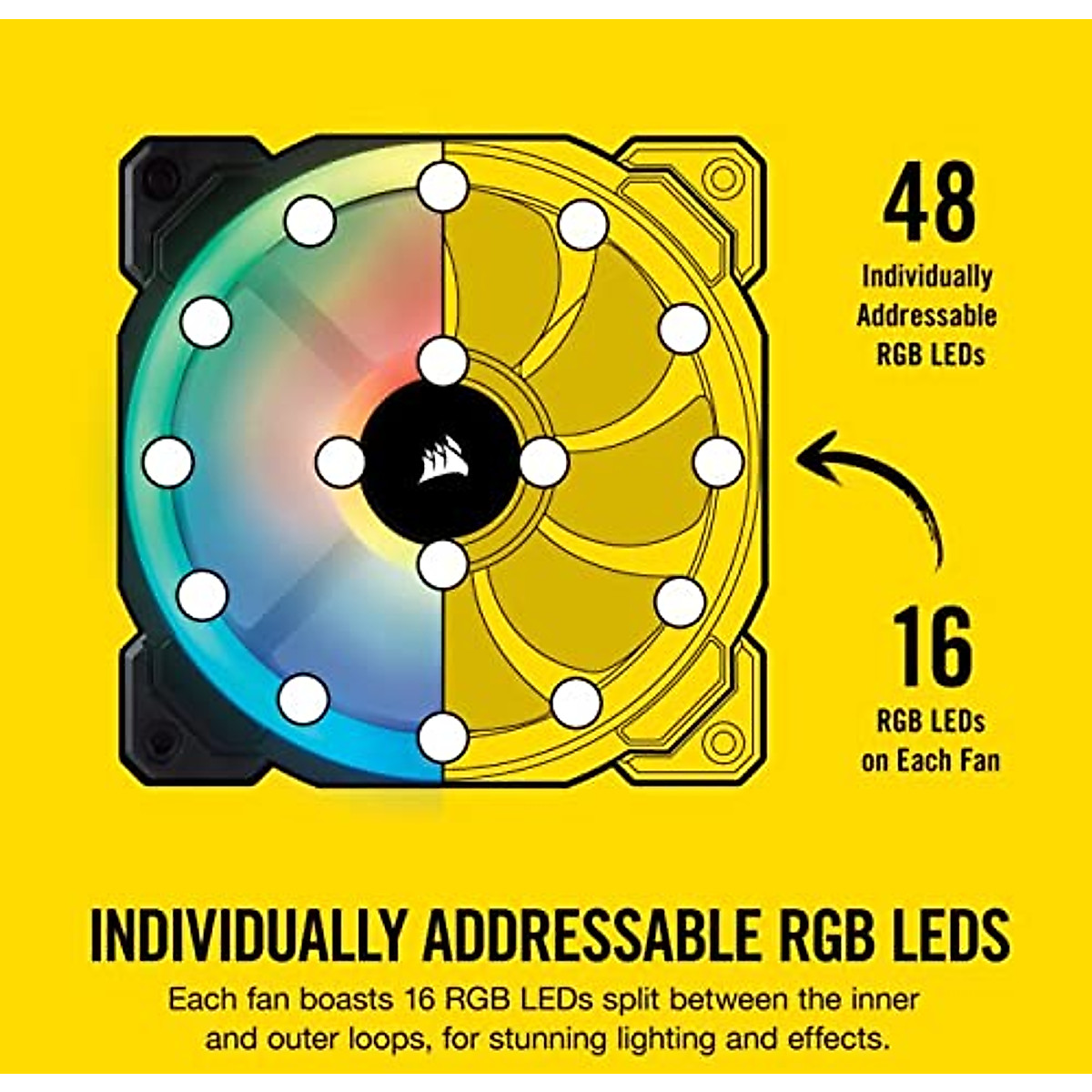Corsair LL Series LL120 Black RGB 120mm Dual Light Loop RGB LED PWM Fan 3 Fan Pack with Lighting Node Pro (CO-9050072-WW) (Renewed)