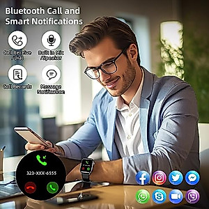 1.85" Smart Watch with 341PPI Retina Screen for Men Women Bluetooth Call, IP68 Waterproof Fitness Tracker Watch with 37 Sports Mode, Smartwatch with Heart Rate/Sleep Monitor/Steps & Calories Counter