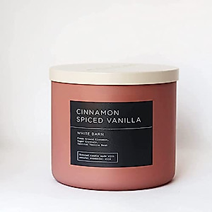 Bath & Body Works, White Barn 3-Wick Candle w/Essential Oils - 14.5 oz - 2022 Spring Scents! (Cinnamon Spiced Vanilla)