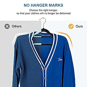 Velvet Clothes Hangers, ESEOE 50 Pack Non Slip Suit Hangers with Rose Gold Color Swivel Hook, Ultra Thin Space Saving, Wide for Coat, Shirt, Pants, Ties (Black)