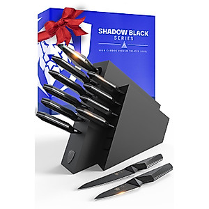 DALSTRONG 12pc Professional Knife Block Set-Black Titanium Nitride Coated-Gift High-Carbon Stainless Steel Knife Set with Block-NSF Certified Premium Kitchen Set