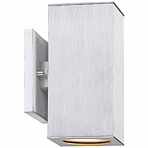 Clovis Modern Outdoor Wall Light Fixture LED Brushed Nickel Aluminum 8 1/4" Clear Glass Up Down for Exterior House Porch Patio Outside Deck Garage Yard Front Door Garden Home - Possini Euro Design