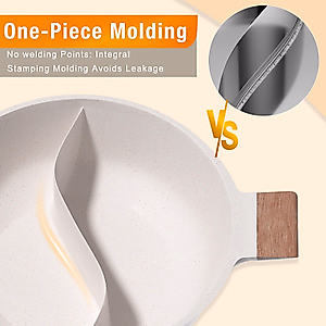 Dezin 5-QT Double-flavor Shabu Shabu Pot with Divider, Dual Sided Nonstick Hot Pot, 12 Inch Divided Stockpot for Cooking, Hotpot Pot for Induction Cooktop, Gas Stove & Hot Burner, Soup Ladle Included