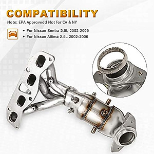 MOSTPLUS Front Exhaust Manifold Catalytic Converter Compatible for 2002 2003 2004 2005 2006 Nissan Altima 2.5L Replaces 674-659