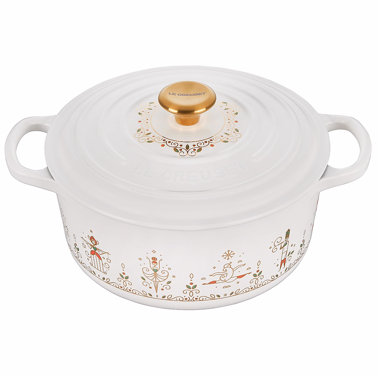 Le Creuset Noël Collection Enameled Cast Iron 12 Days of Christmas Round Dutch Oven, 3.5 qt., White