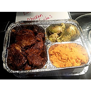 Disposable Aluminum 3 Compartment T.V Dinner Trays with Board Lid #210L (100)