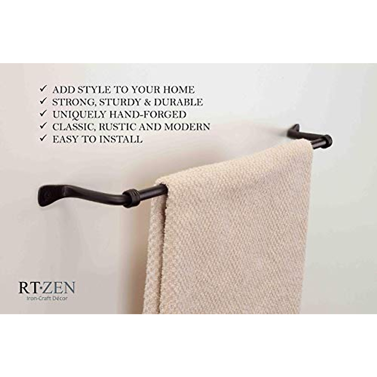 RTZEN Wrought Iron Bathroom Accessories Set, Decorative Hand Towel Bar and Toilet Paper Holder