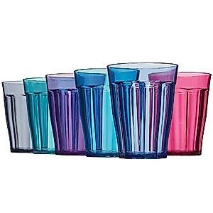US Acrylic Camden Kids Plastic 12 oz. Drinking Glasses (Pack of 6) Stackable Juice Cups | Made in USA | Reusable, BPA-free, Top-rack Dishwasher Safe | 6 Bright Colored Tumblers for Kids and Toddlers