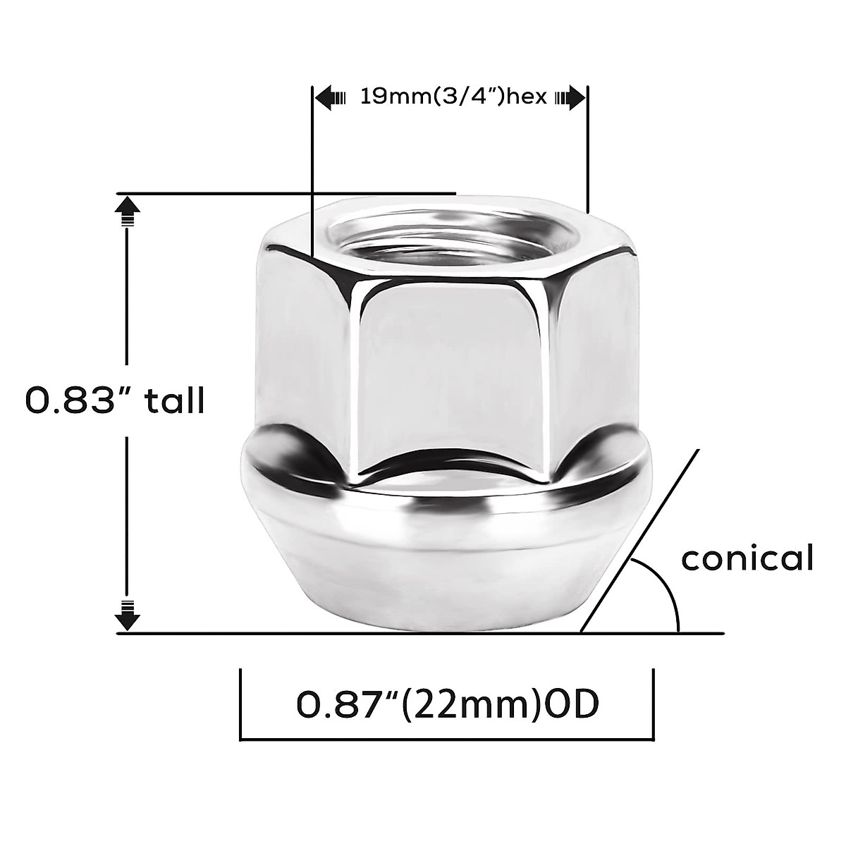 dynofit 14x2.0 aftermarket Wheel Lug Nuts, 24pcs M14-2.0 21mm Heigh Open end conical lugnuts for Excursion,2000-14 Expedition,2004-2014 F-150,09-14 Lobo,00-13 Transit,Navigator and More Wheels
