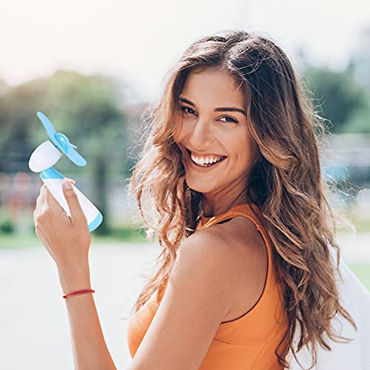 Veemoon 3pcs Ravel Blue High for Office Operated Home Portable with Blades Men Daily Mini Girls Personal Travelling Powered, Include Blades, Travel & Pocket Fan, Hand Desk Folding