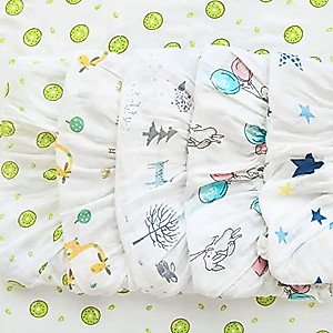 Muslin Bassinet Sheets Fit for Mika Micky, Baby Delight, Graco, Angelbliss, Maxi Cosi and Other Rectangle Bassinet Mattress (16''×32''/17"x32"/20''x33''), Ultra Soft Bamboo Cotton, Star & Kiwi, 2 Pack