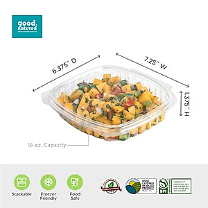 good natured 16 oz. 200 Pack - Multi-purpose Clamshell Package – 99% Plant-Based Clear Food Storage Containers – Lightweight To-Go Boxes - BPA - Free Food Packaging