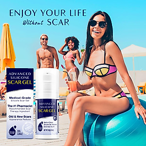 Silicone Scar Cream with Medical Grade Silicone Stretch Mark Cream Treatment - Formula Scar Gel Works for C-Section, Stretch Marks, Keloid, Acne - Surgical Scars Effective, Old and New Scars - 30g