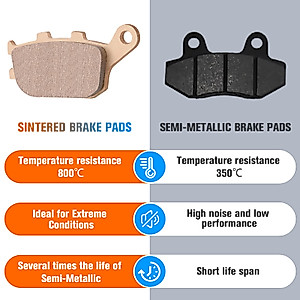 Youxmoto Sintered Brake Pads Fit For HONDA VT1100 VT1300 VTX1300/ NC 700/ CBR 600 900 929 954 1000/, Rear Brake Pads Fit For KAWASAKI EN650 / Fit For SUZUKI SV650 / Fit For YAMAHA YZF-R1 YZF-R6 FZ07