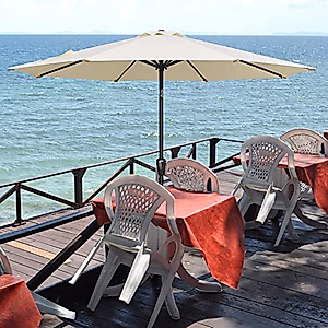 YSSOA 7.5' Patio Umbrella Outdoor Table Market Yard Umbrella with 6 Sturdy Ribs, Beige