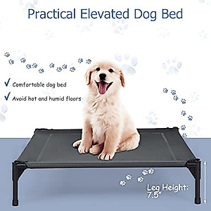 PETSITE Cooling Elevated Dog Bed, Portable Raised Dog Cot Bed with Removable Canopy, Outdoor Pet Hammock Bed for Small, Medium & Large Dogs