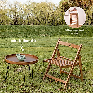 JIKUGO Folding Chair Bamboo Chairs-Small Foldable Chair for Outdoor, Dining Room, Living Room Bedroom, Office