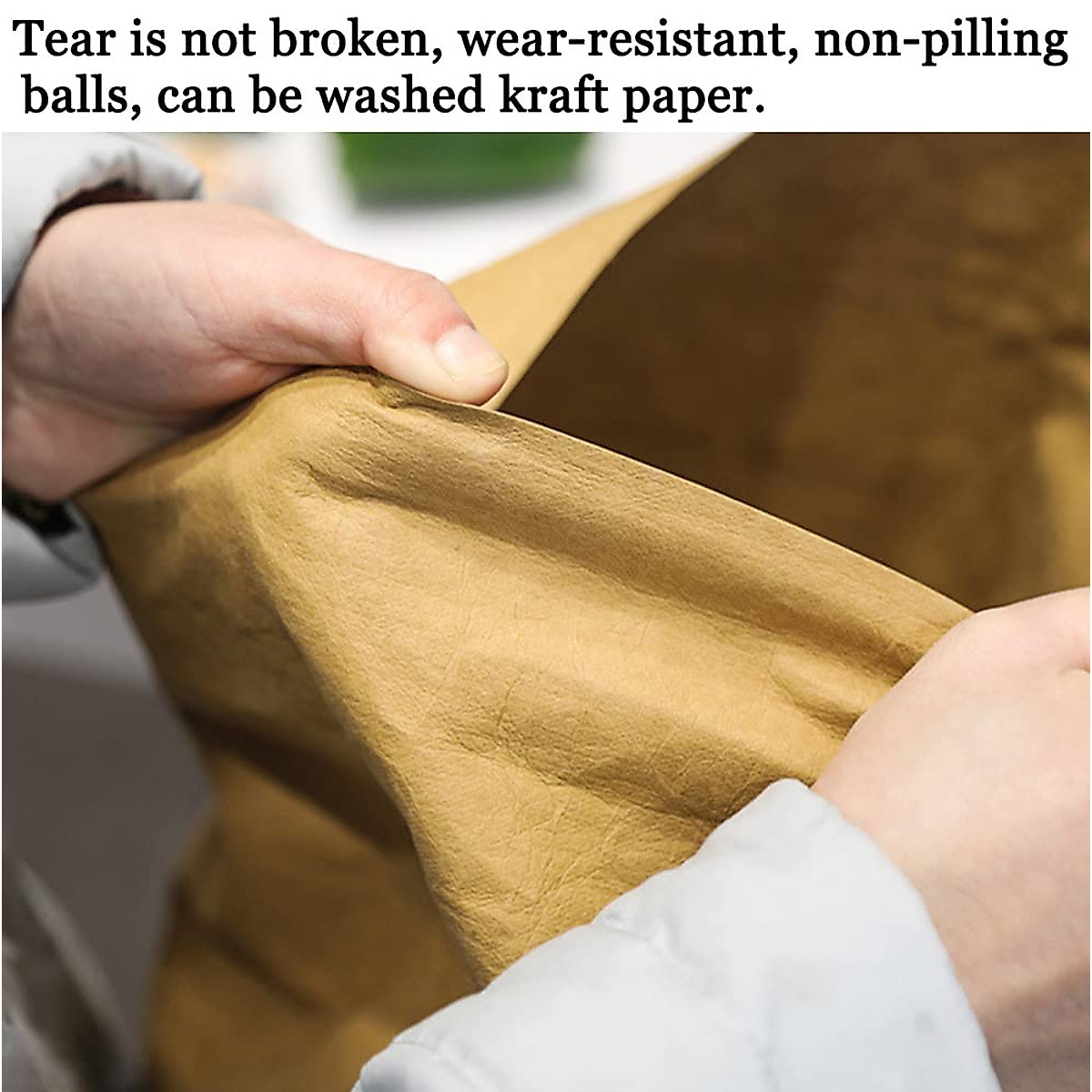 AKOAK 1 Pack Washable Kraft Paper Bag, Multifunctional Home Wear-resistant Storage Bag, Shopping Bag, Plant Flower Pot, Reusable Eco-friendly Food Bag (khaki)