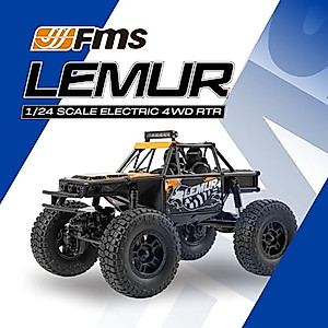 MQ & KUN FMS FCX24 1/24 Lemur RTR, 4x4 Brushed RC Buggy 8KPH+ RC Monster Baja Truck All-Terrain Off-Road RC Rock Crawler for Adults Included LED Headlight, Battery, 2.4Ghz Remote Control(Orange)