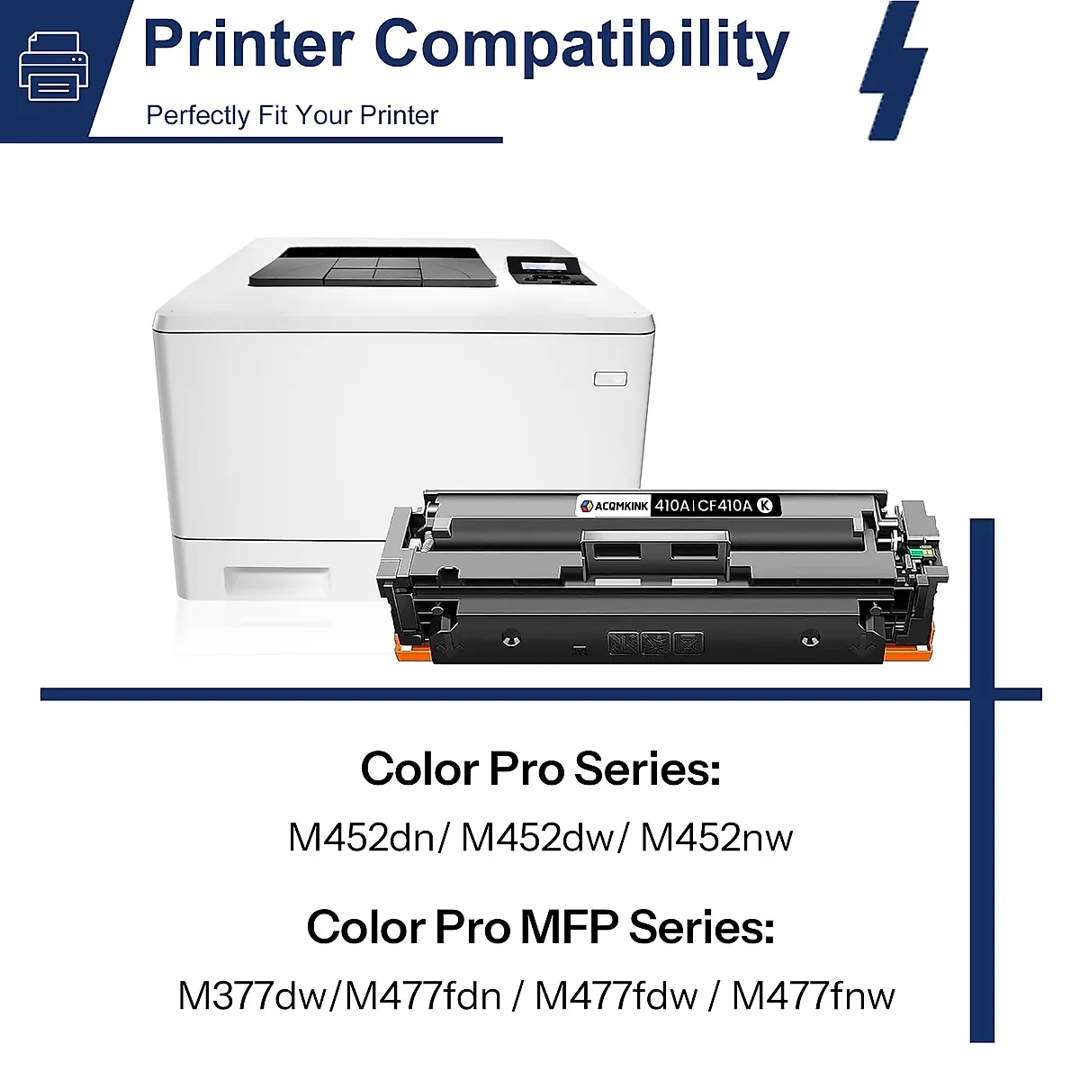 410A CF410A Black Toner Cartridge Replacement for HP 410A CF410A Color Pro MFP M477fdn M477fdw M477fnw; M452dn Printer Ink (2Pack)