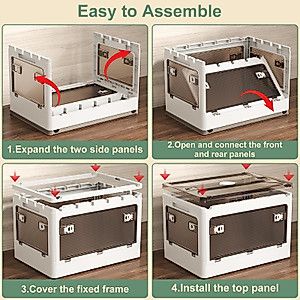 ocharzy Stackable Storage Bins,Closet Organizers and Storage,Collapsible Storage Bins with Lids and Doors,Plastic Storage Bins with Wheels,Plastic Folding Storage Boxes