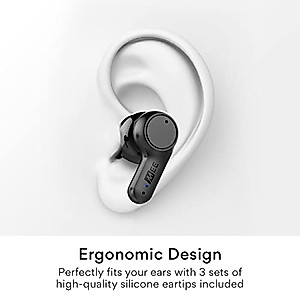 MEE audio Truly Wireless Active Noise Cancelling in-Ear Headphones with Ergonomic Design and 5 Hours Battery Life (25 Hours with Included Charging case)