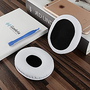 Geekria QuickFit Protein Leather Replacement Ear Pads for Sony MDR-ZX750DC MDR-ZX750 MDR-ZX750AP MDR-ZX750BN Headphones Ear Cushions, Headset Earpads, Ear Cups Repair Parts (White)