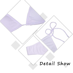 Jerany Women’s Sexy Brazilian Bikini Swimsuit Spaghetti Strap Top Thong Bathing Suit Bikini Sets (White)