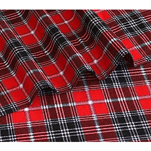 RUVANTI Flannel Sheets Queen Size - 100% Cotton Brushed Flannel Bed Sheet Sets - Deep Pockets 16 Inches (fits up to 18") - All Seasons Breathable & Super Soft - Warm & Cozy - 4 Pcs - Red Plaid