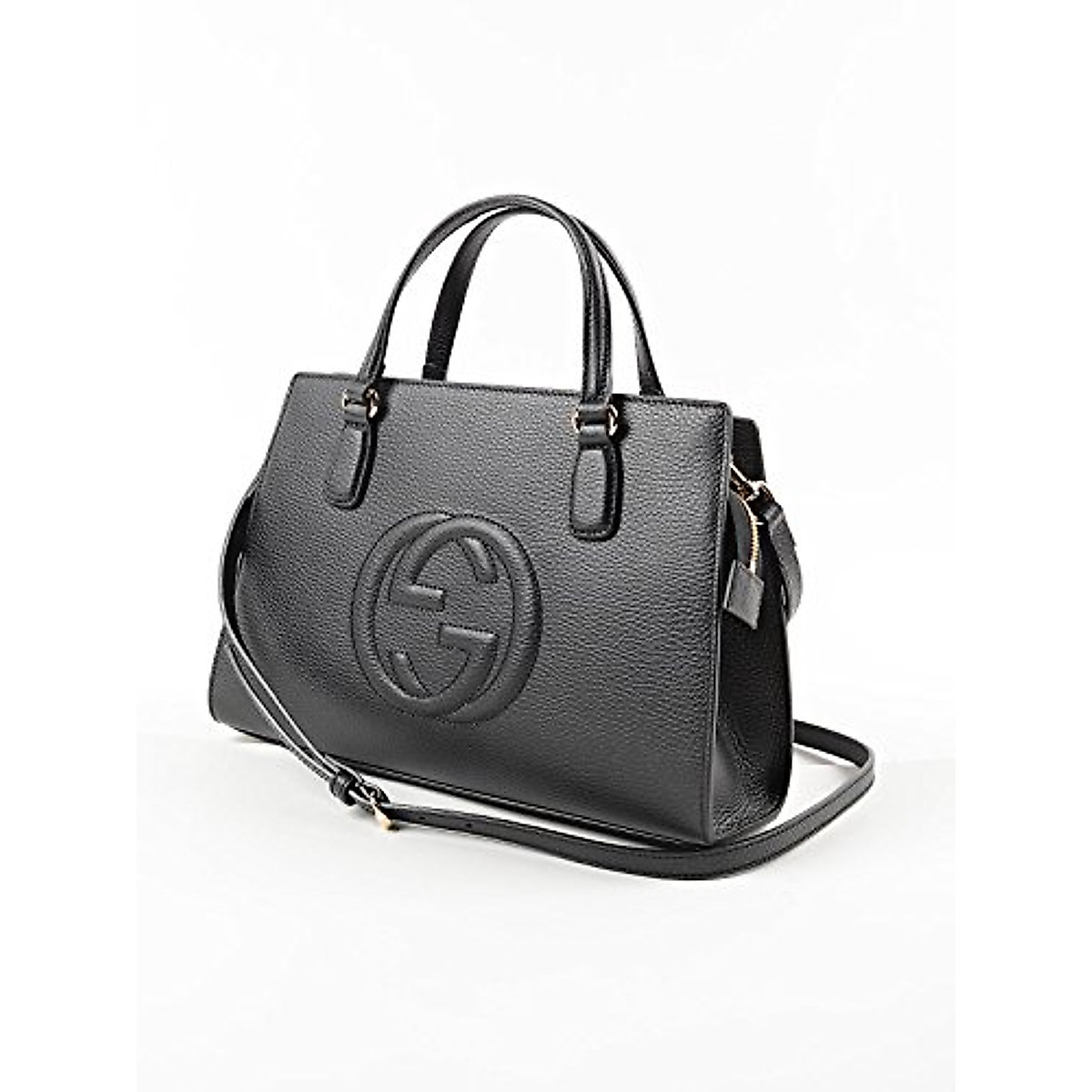 Gucci Soho Leather Satchel tote Structured Black Shoulder Bag New