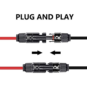 ECO-WORTHY 16FT 8AWG Solar Cable with Female to Male Connector Solar Panel Adaptor Kit Tool Extension Wire with Connector (16FT Red + 16FT Black)